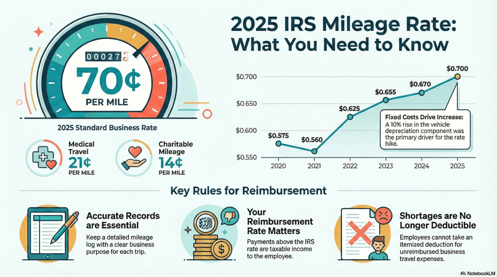 2025 IRS standard mileage rate is 70 cents per mile - SmartMoneyToolbox